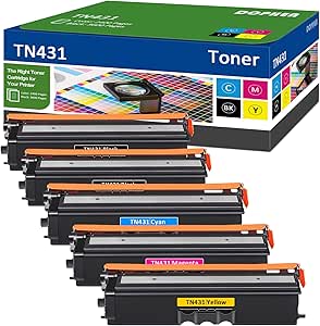 Amazon.com: TN431 High-yield Toner Cartridges 5 Pack (2BK/1C/1M/1Y ...