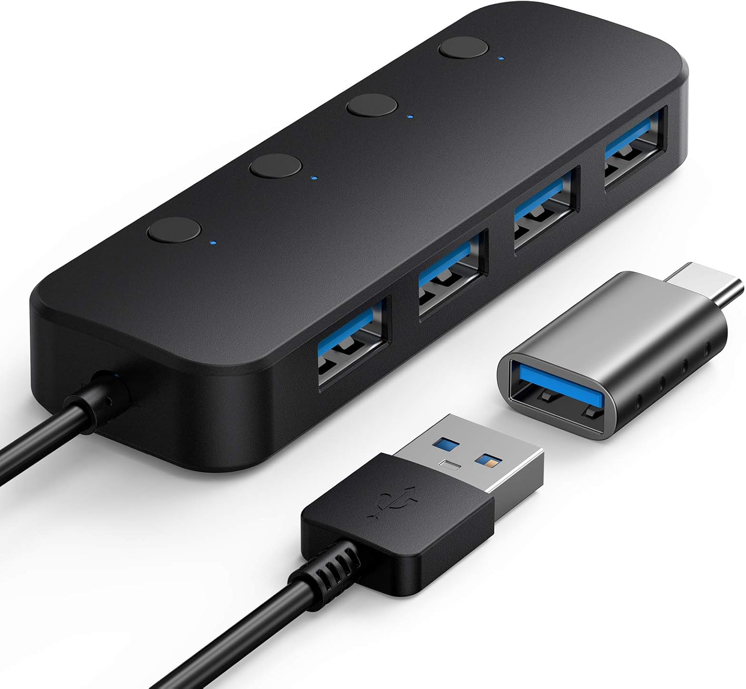 4-Port USB 3.0 HUB, USB Verteiler Datenhub mit 1 Pcs USB C auf USB 3.0 ...