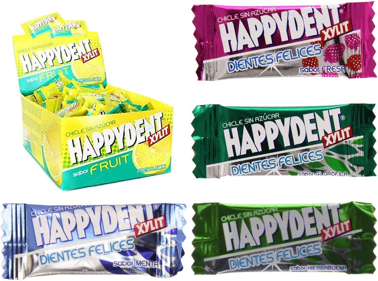 Happydent Pack PERSONALIZABLE chicles sin azúcar sabores (Fresa ...