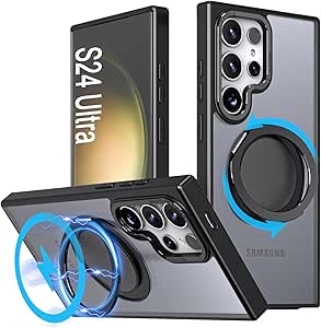 Amazon.com: DAWEIXEAU Magnetic Ring Case for Galaxy S24 Ultra,Compatible with MagSafe with 360 ...