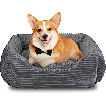 FURTIME Rectangle Dog Beds Small Washable（51x49x16cm） - Super Soft Grey ...