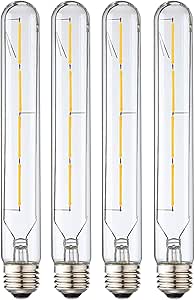 Leools T10 Led Long Bulbs,Dimmable Tubular Bulb 4W,Equivalent 40Watt,400LM,E26 Tube Edison Style ...