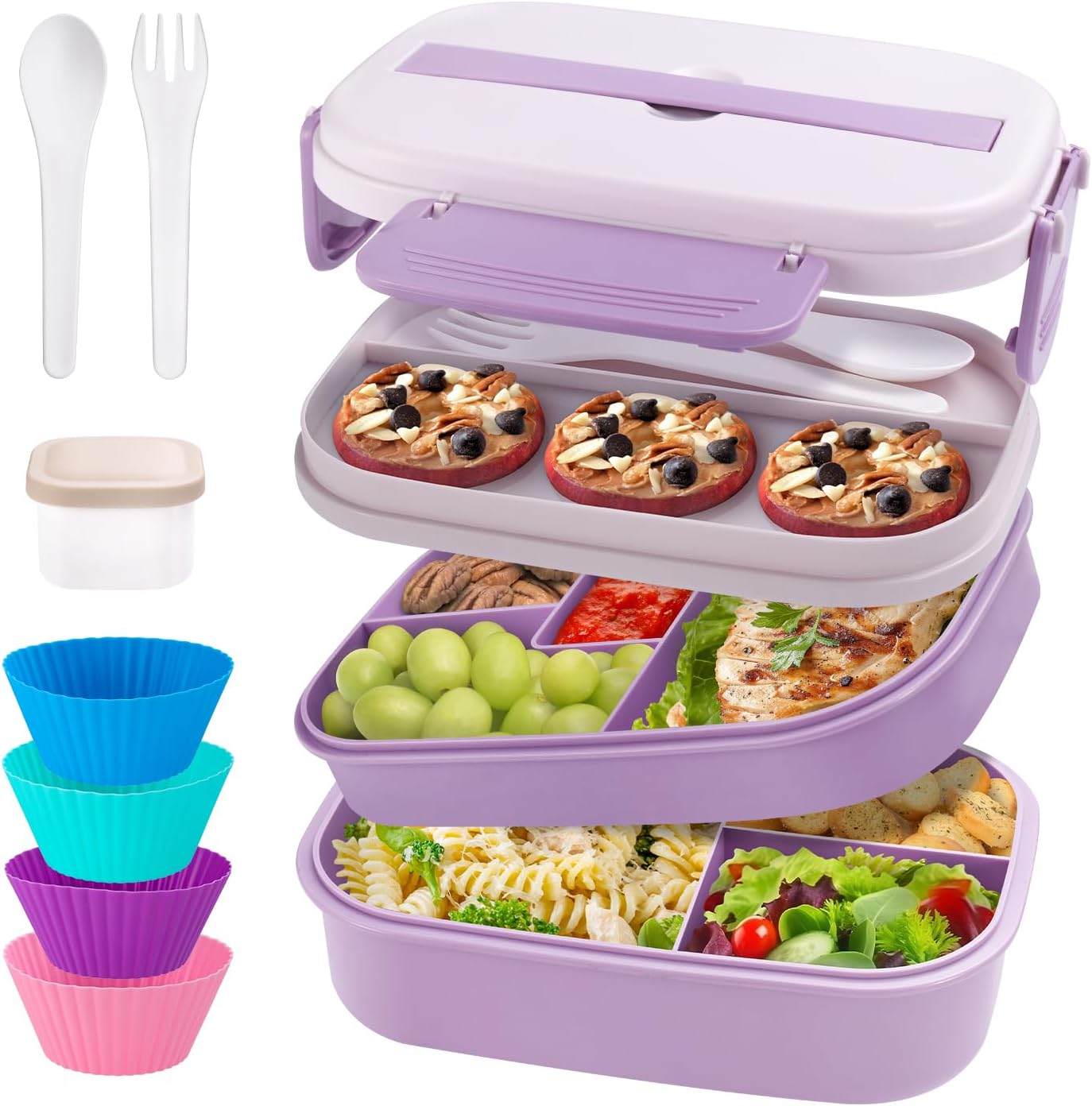 Amazon.com: Bento Box Adult Lunch Box, Stackable Lunch Container for ...