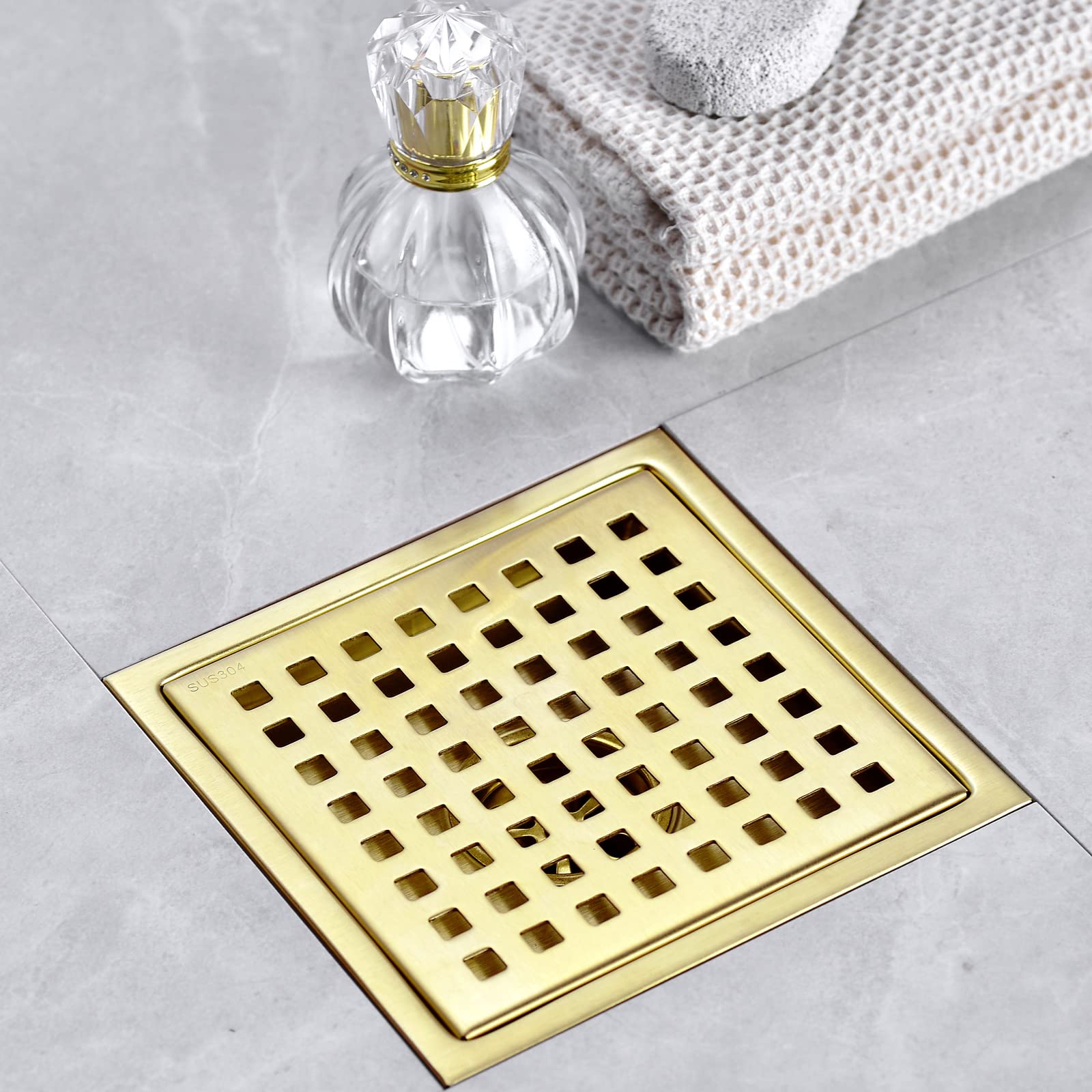 Buy RANDOM Shower Floor Drain Brushed Gold 6 inch Square Floor Drain buy-random-shower-floor-drain-brushed-gold-6-inch-square-floor-drain