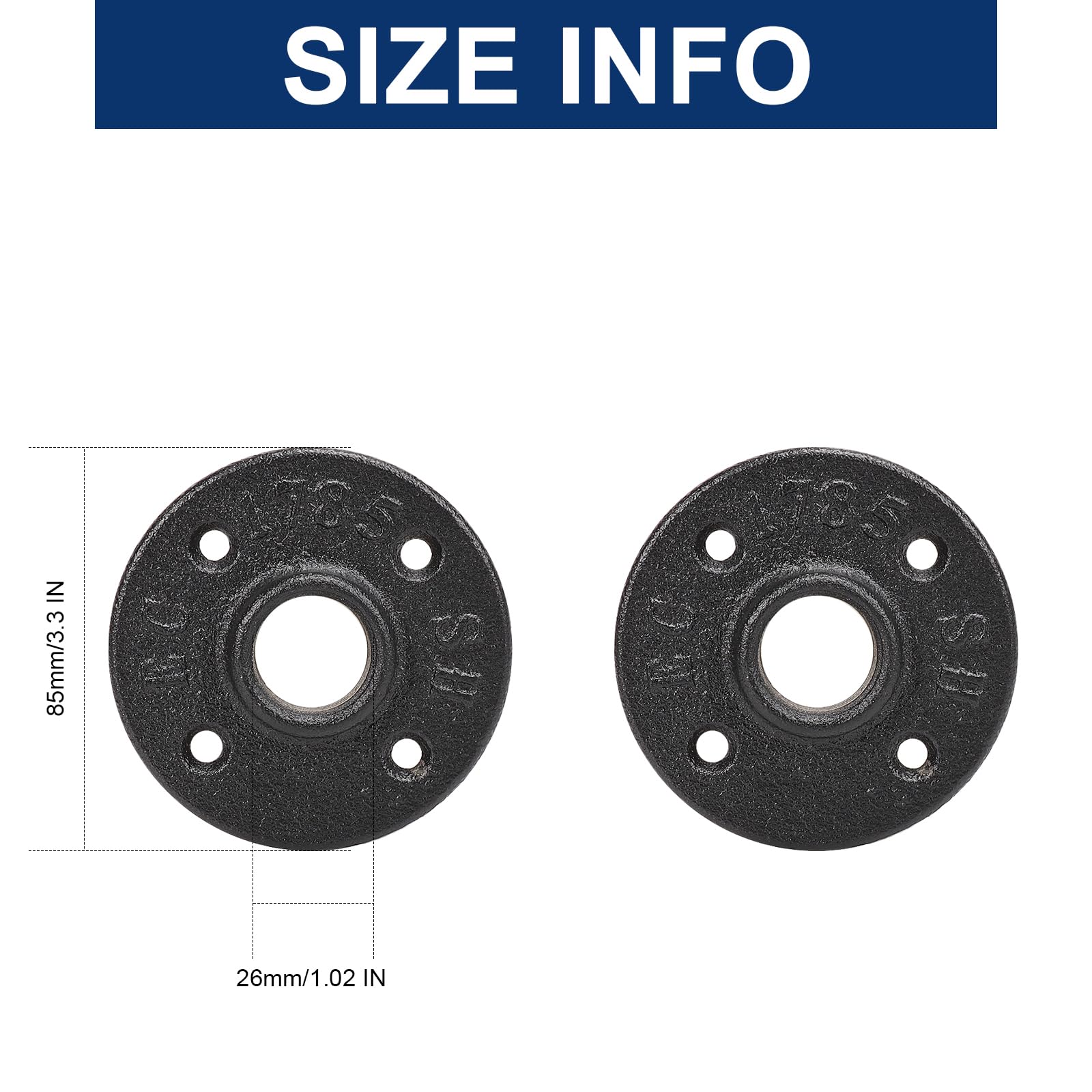 Snapklik.com : Industrial Pipe Floor Flange, Heavy Duty Malleable Iron ...
