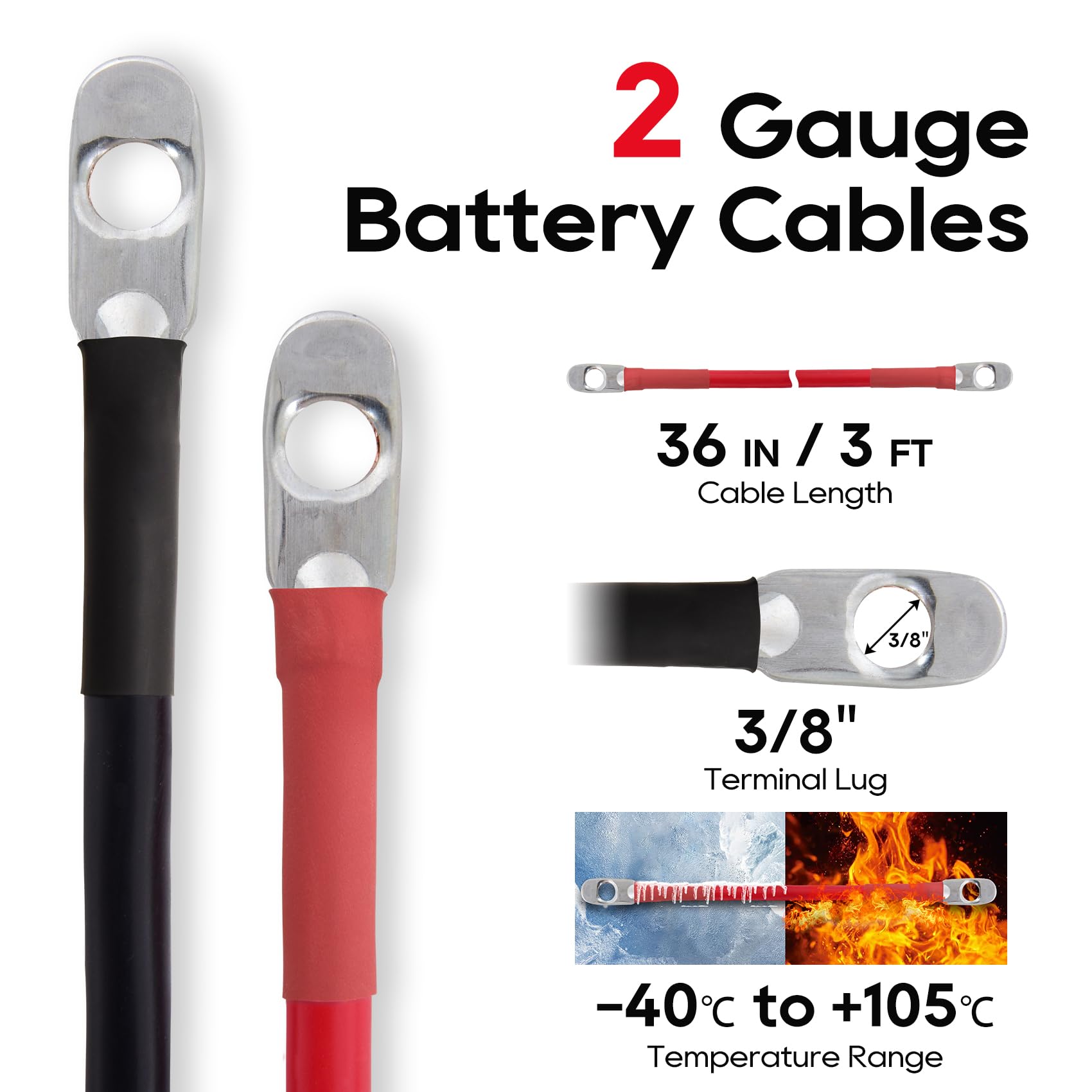 Snapklik.com : TOPDC 2 AWG Battery Cable 2AWG 36-Inch Battery Inverter ...
