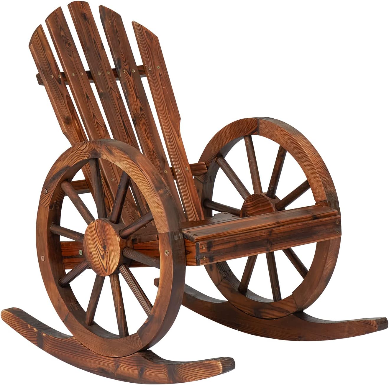 Amazon.com: FURNDOOR Outdoor Wooden Wagon Rocking Chair - Rustic Wheel ...