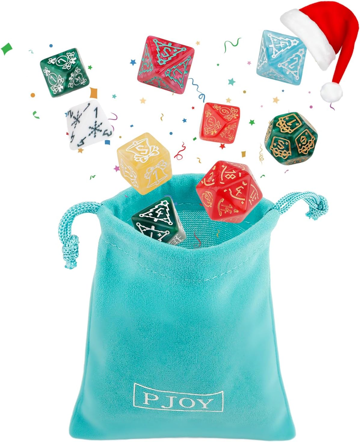 Amazon.com: PJOY Mystery DND Dice Set Christmas Pattern Polyhedral D&D Dice for Dungeons and ...