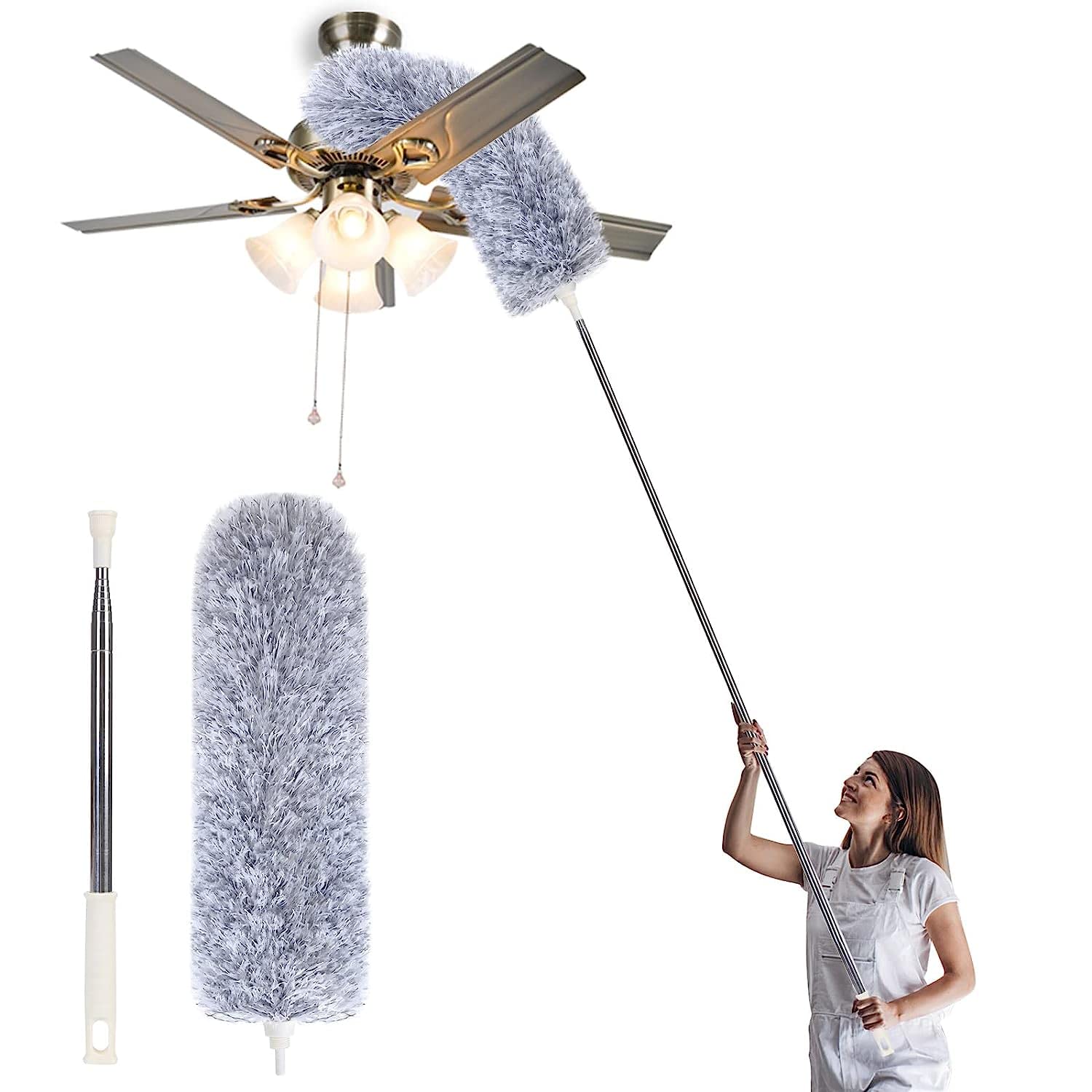 PRIMEFAIR Duster for Fan Cleaning Mop with Long Rod Fan Cleaner Brush ...
