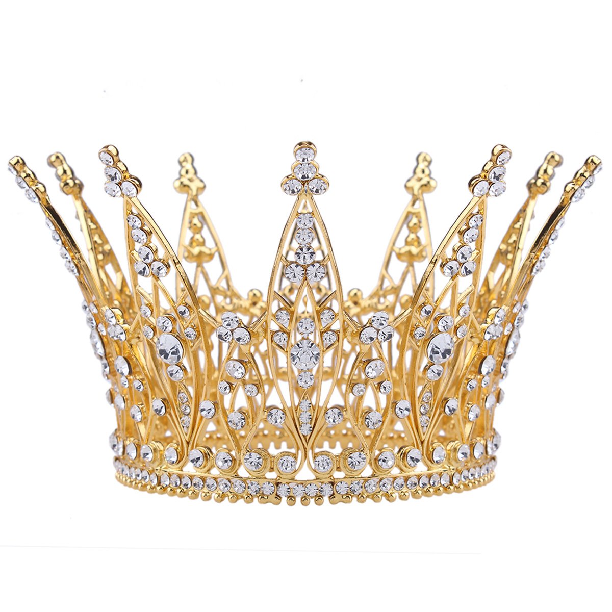 Amazon.com: Santfe 4" Height Luxury Full Crown Clear Rhinestone Crystal ...
