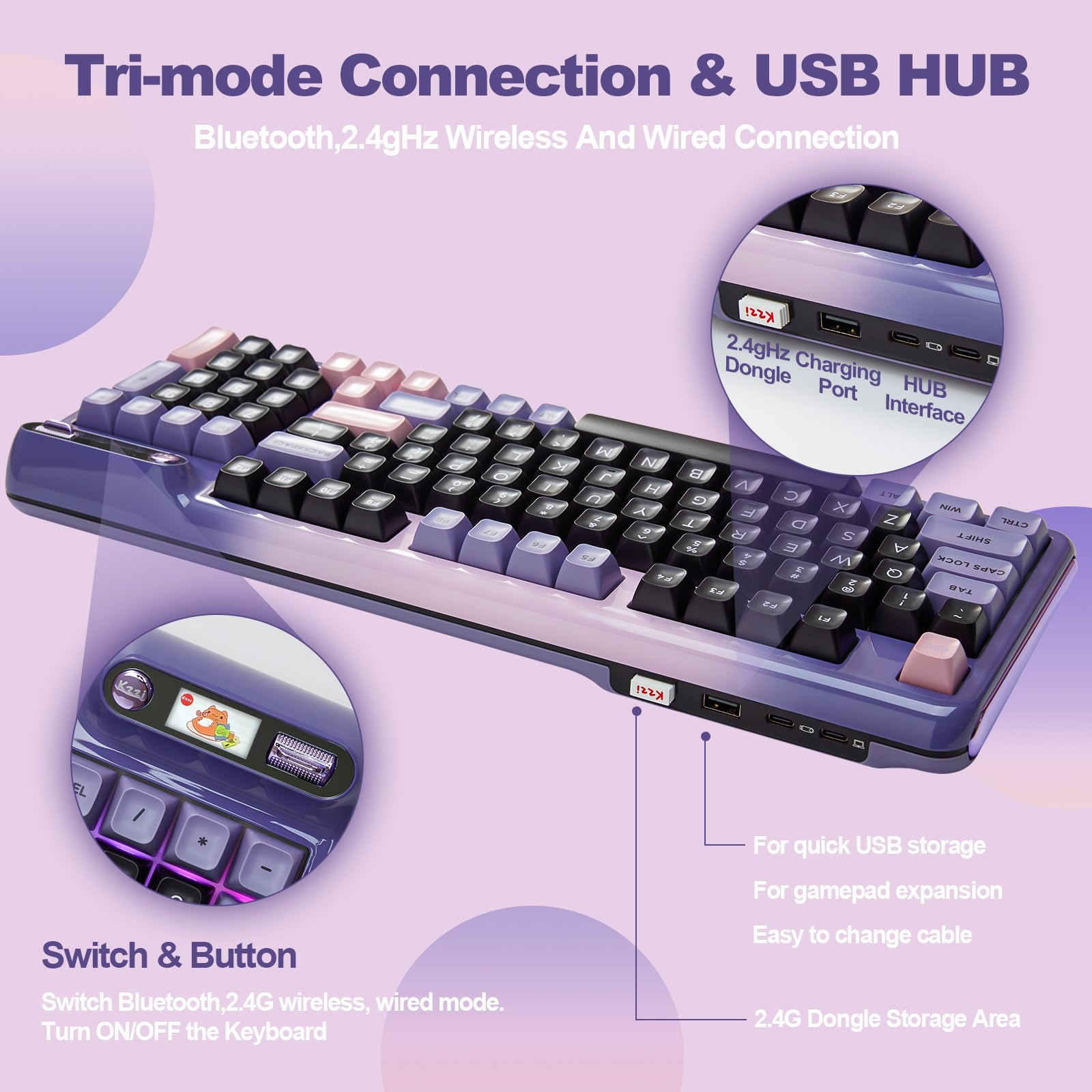 Snapklik.com : KZZI Z98 Mechanical Keyboard, Hot Swap Gasket Wireless ...