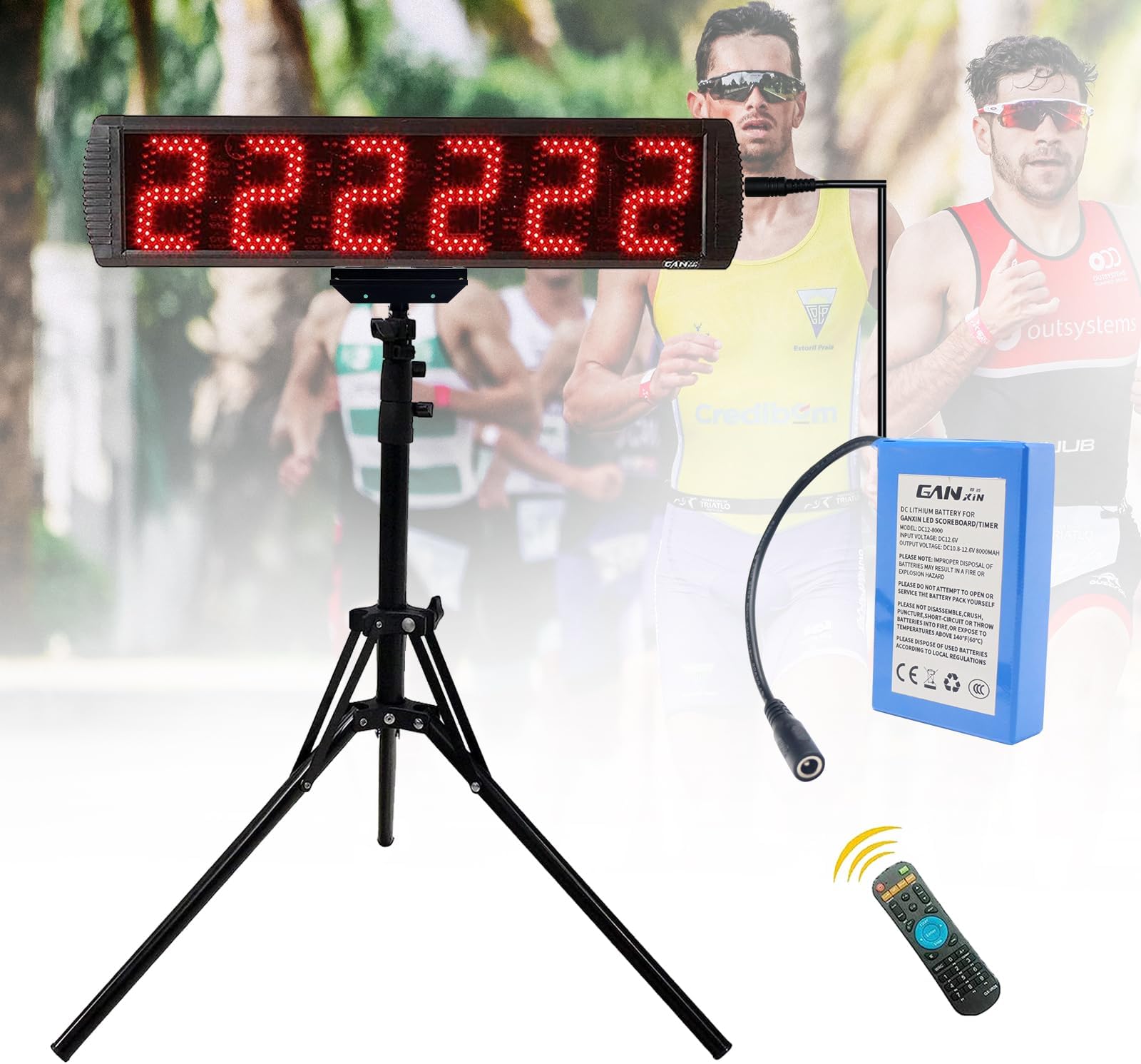 Amazon.com: GAN XIN Portable 5'' High 6 Digits LED Race Clock with Tripod and 12V DC Lithium ...