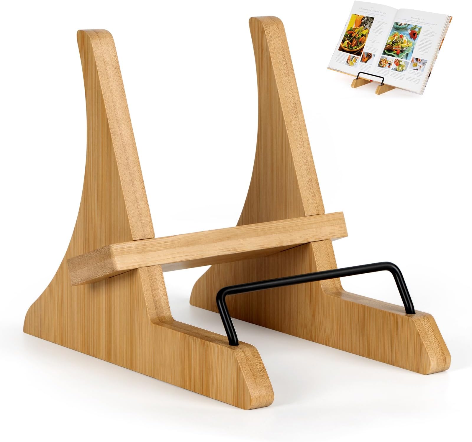 Readaeer Large Size Bamboo Reading Rest Cookbook Cook Book Holder Stand ...