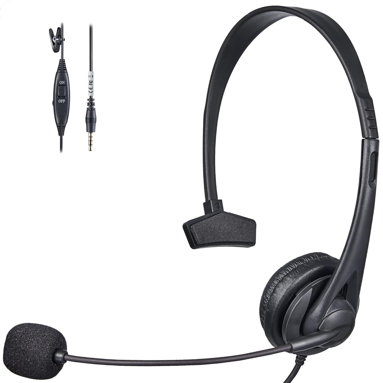 Cell Phone Headset with Noise Canceling Microphone for PC Laptop Mac ...
