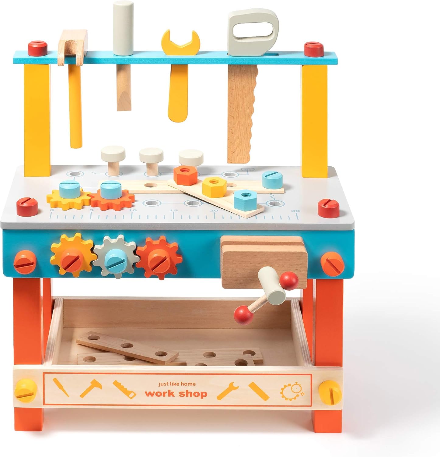 Amazon.com: ROBUD Wooden Play Tool Workbench Set for Kids Toddlers ...
