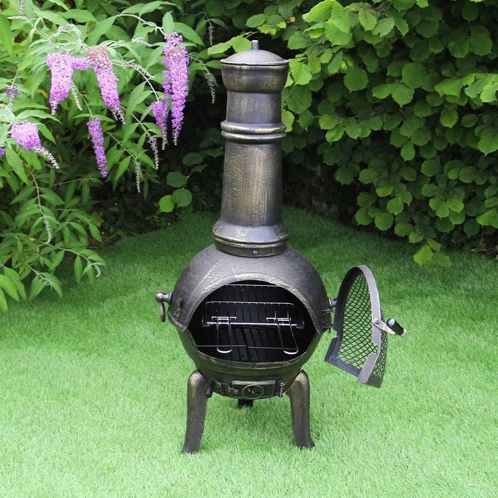 Castmaster stoves® - Calico Cast Iron Chiminea - WITH FREE BBQ GRILL ...