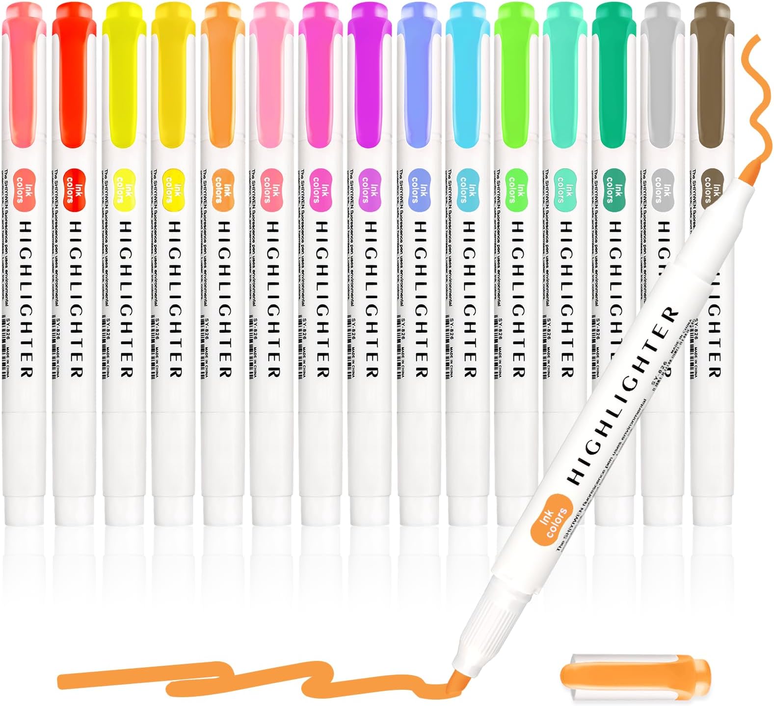 Funnasting Highlighters Pens, 15 Colors Mild Highlighters, Dual Tip ...