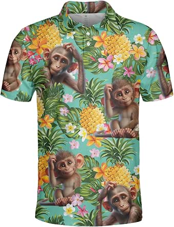 Amazon.com: Hippie Monkey Polo Shirts for Men Women - Mens Polo Shirts ...