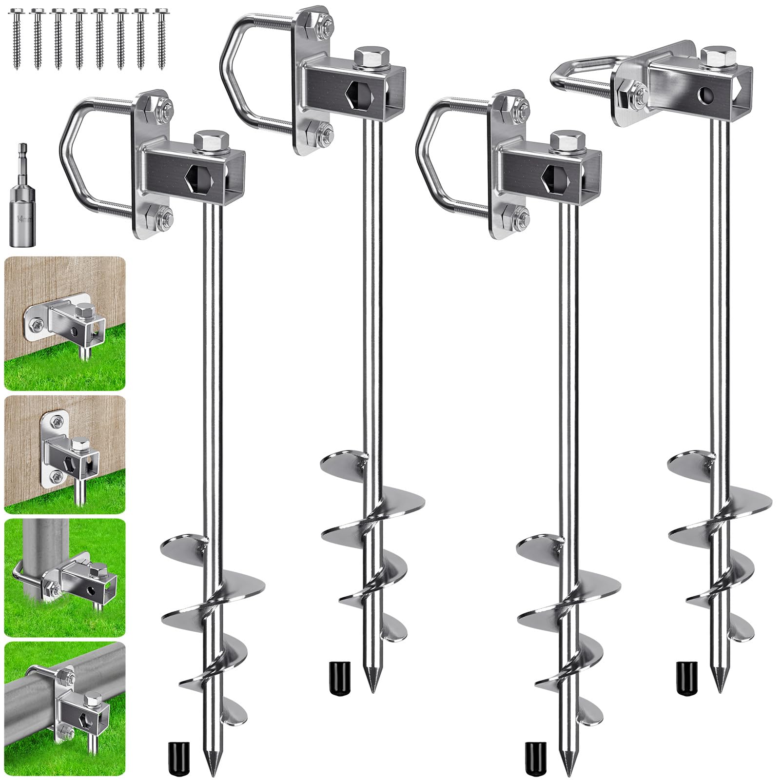 Snapklik.com : 4 Pack 29" Ground Anchors Screw In Trampoline Anchors ...