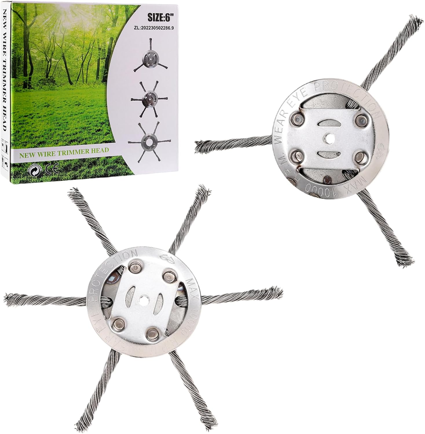 Amazon.com : 6 Inch Steel Wire Rotary Weed Brush Cutter Trimmer Head ...