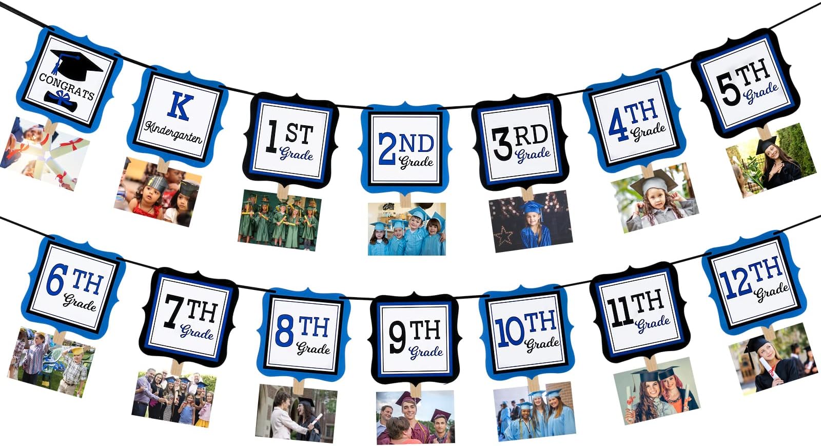 Amazon.com: Kindergarten Photo Banner Blue, Graduation Photo Banner ...