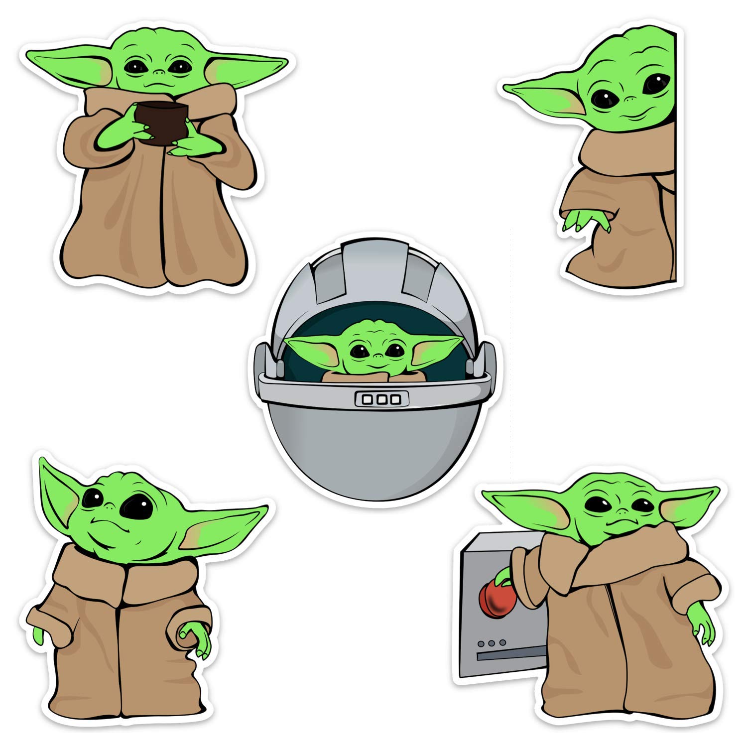 Buy Baby Yoda Waterproof Vinyl Laptop and Water Bottle Decal Sticker ...
