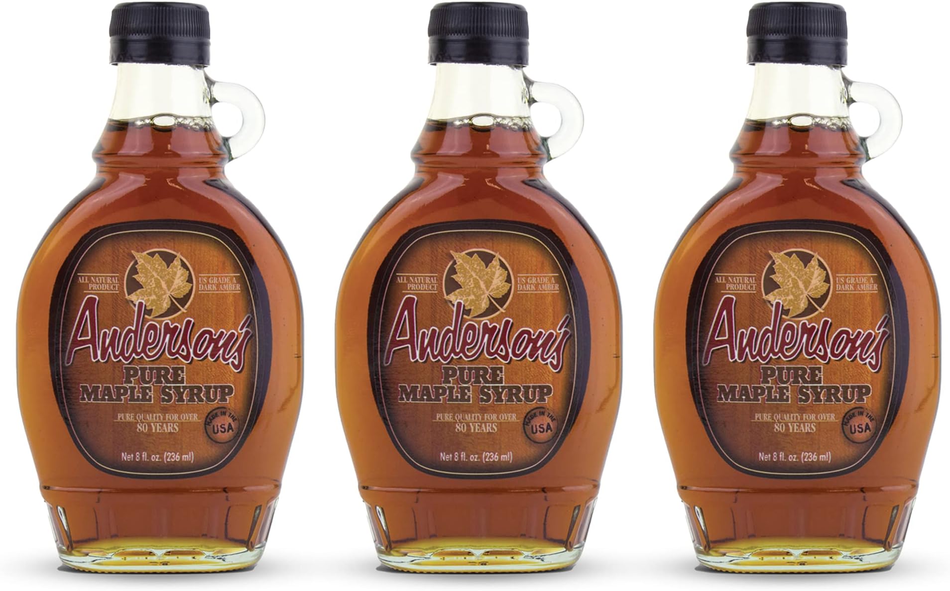 Amazon.com : Anderson's Pure Maple Syrup - 8 oz. Glass (Pack of 3 ...