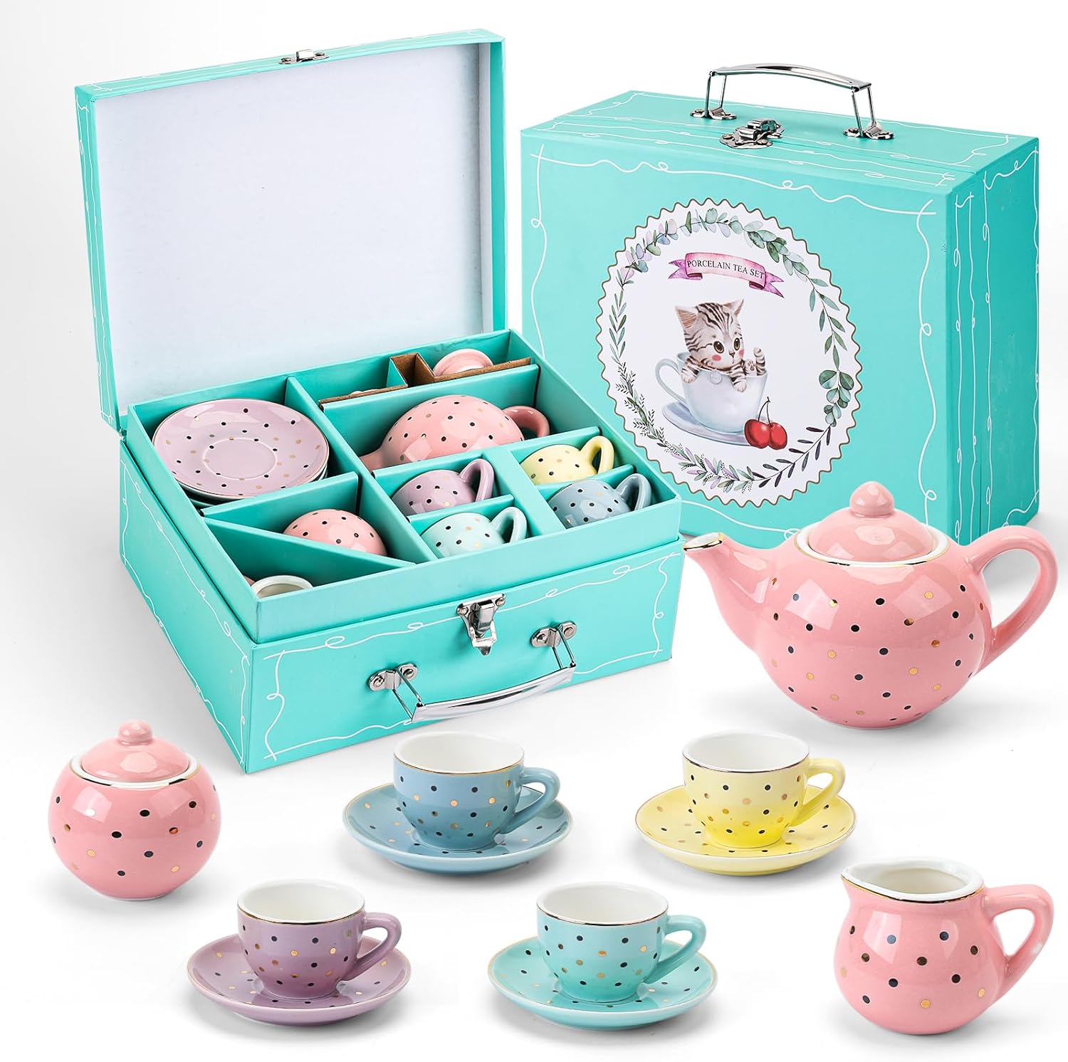 Amazon.com: Tea Set Girls Porcelain Tea Set for Little Girls Tea Set ...