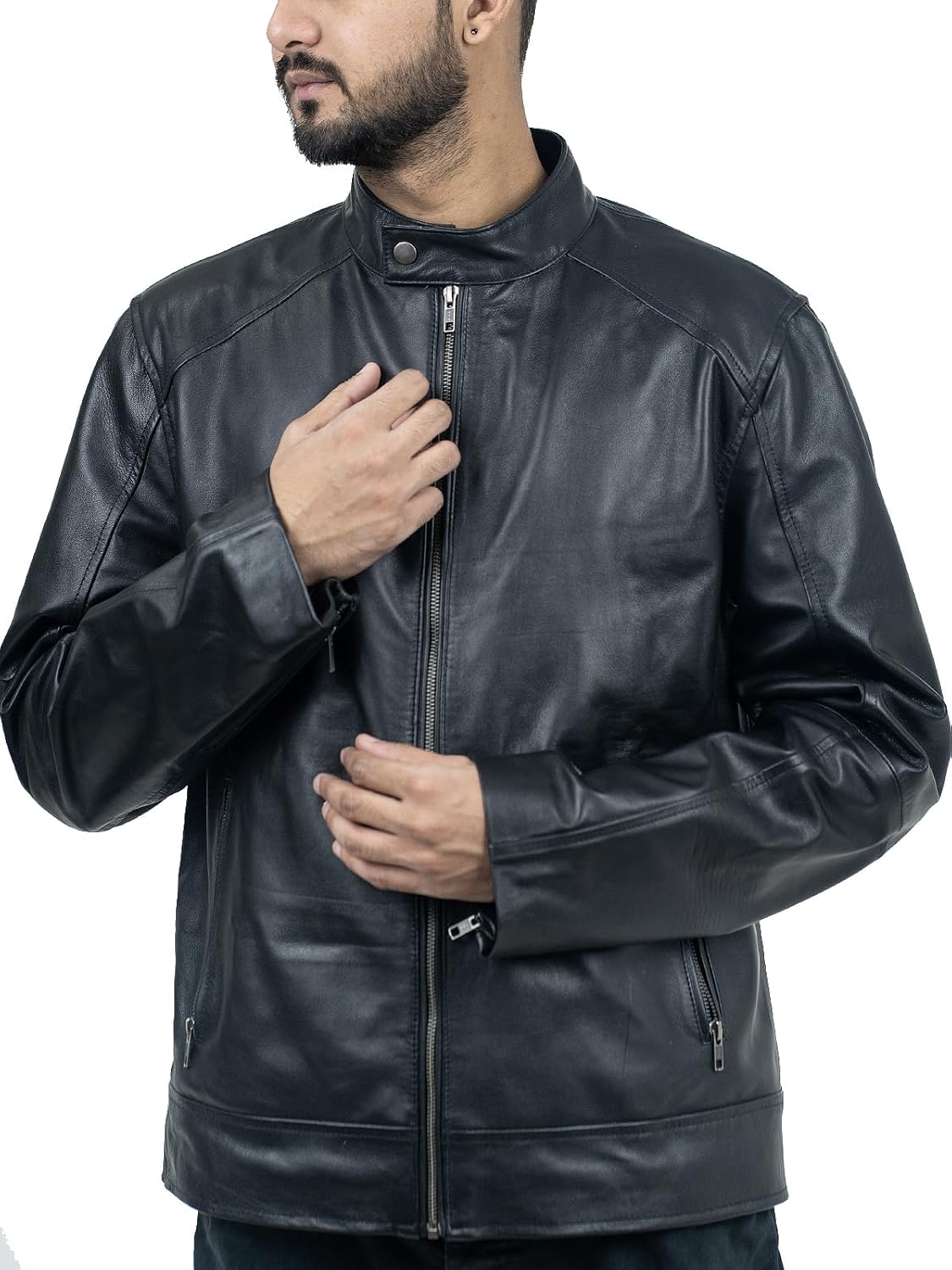 Waabastaa Mens Black Leather Jacket - Real Lambskin Black Leather Jacket For Mens at Amazon Men ...