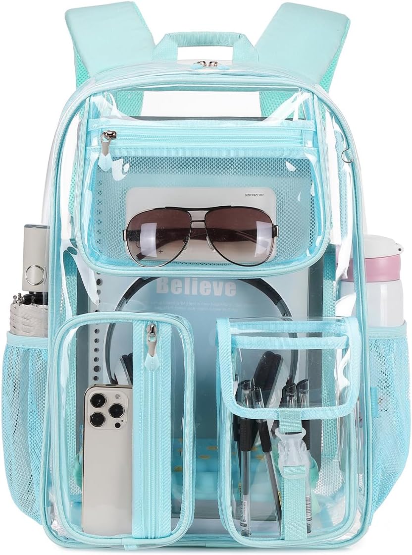 Amazon.com: Cusangel Clear Light Blue Backpack For Girls, Heavy Duty ...