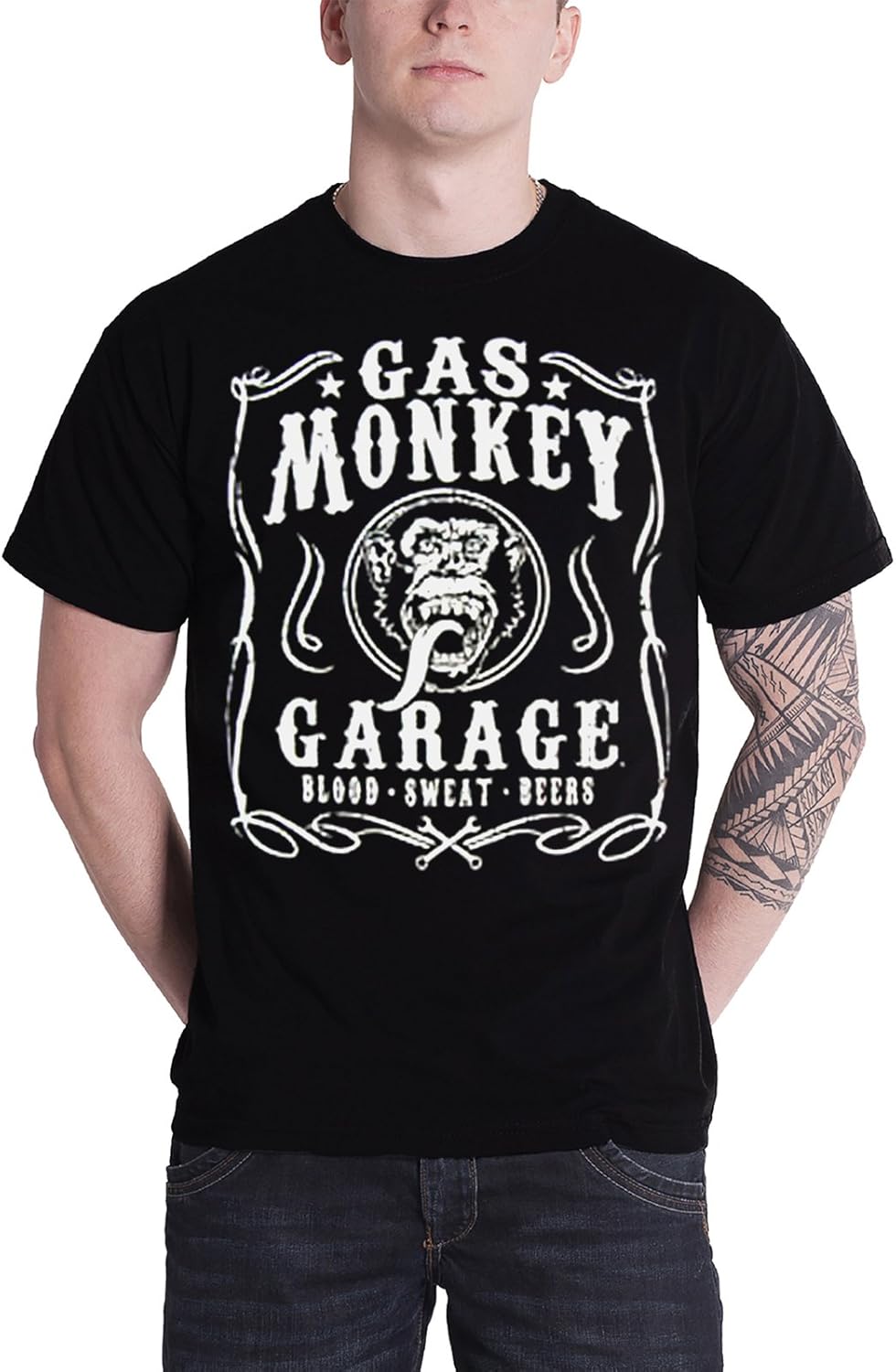 Amazon.com: Gas Monkey Garage T Shirt Filigree Label Kustom Builds ...