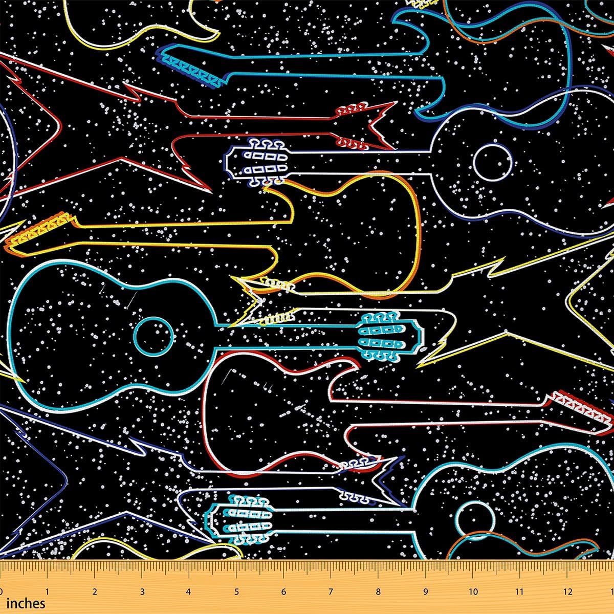 Amazon.com: Feelyou Music Themed Guitar Fabric by The Yard, Rock Music ...