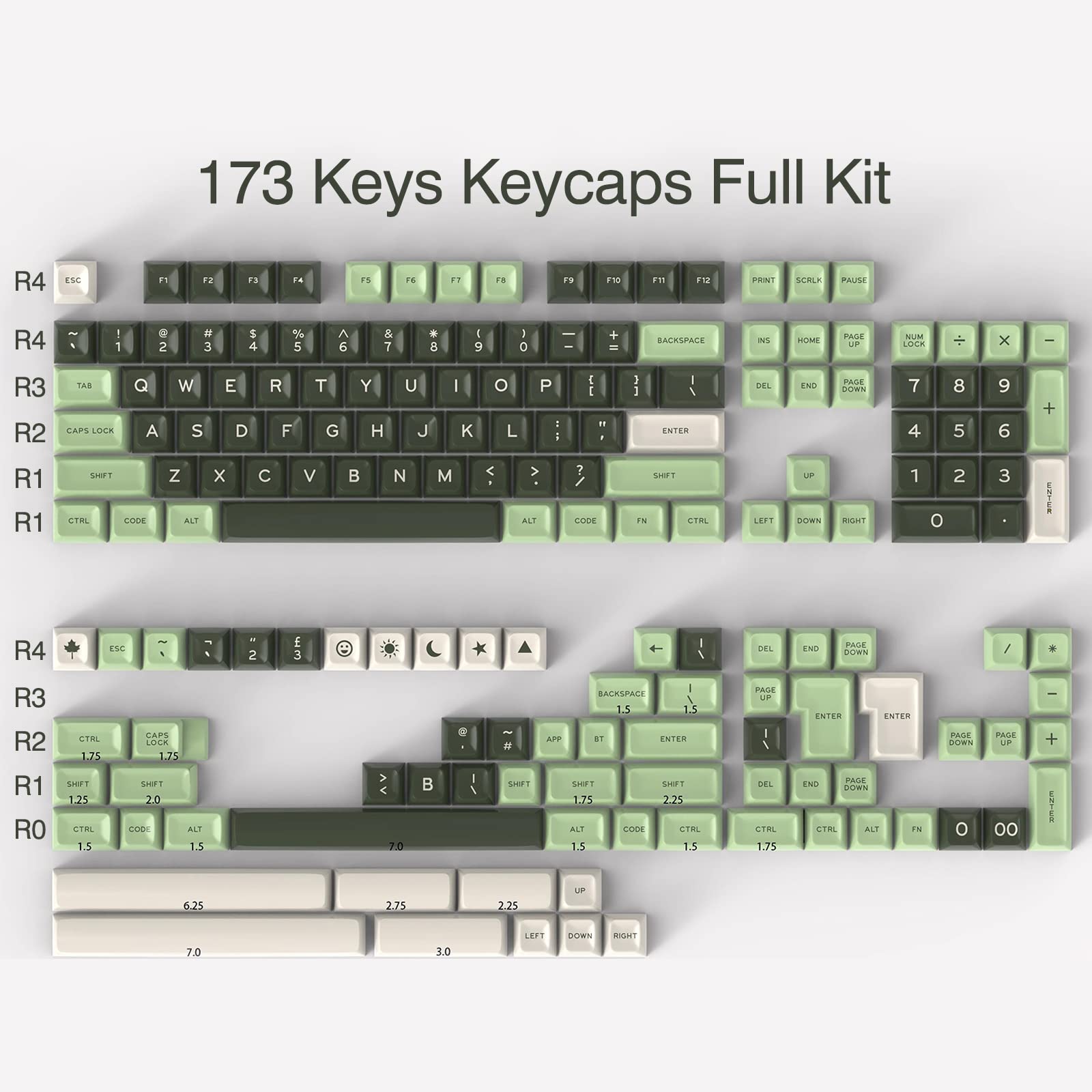 Sunzit Double Shot Keycaps,172 Keys SA Profile ABS Salon Keycaps Set ...