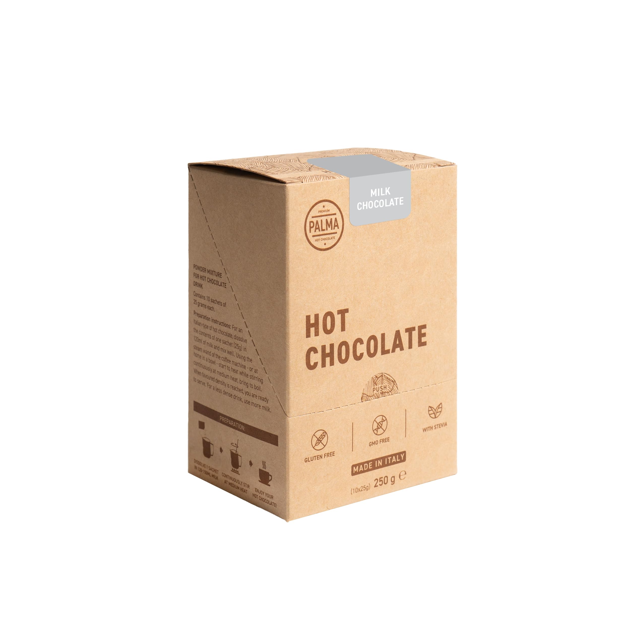 PALMA Italian Hot Chocolate Sachets - Milk Chocolate | 250g (10 ...