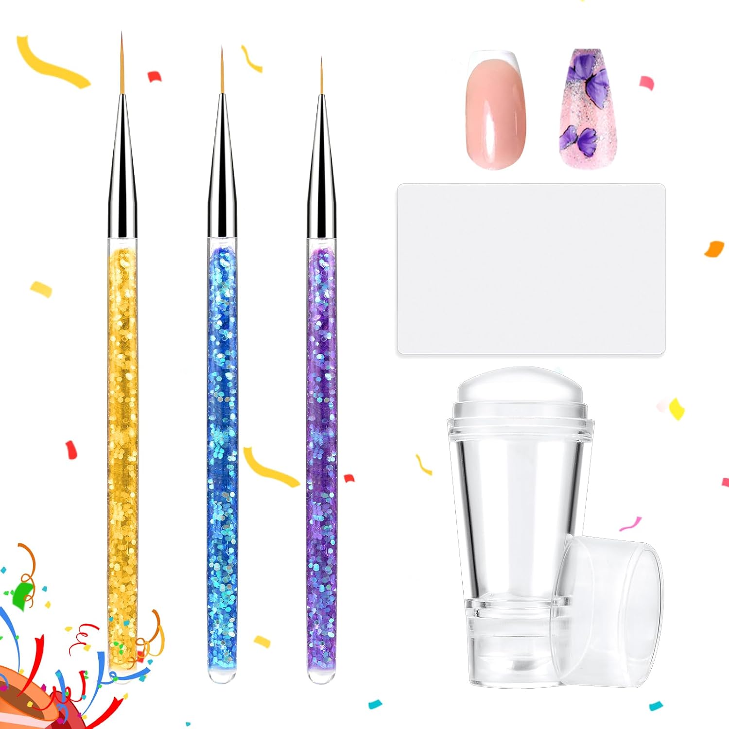 Amazon.com: Abeillo French Tip Nail Stamp Set - Dual Head Silicone Nail ...