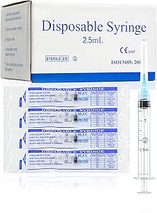 Amazon.com: 100 Pack 2.5ml 23G 1-Inch Luer Lock Science Lab Syringe, Individually Sealed for ...