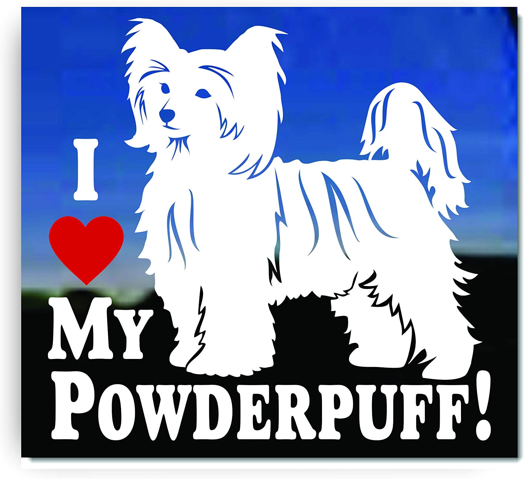 Amazon.com: I Love My Powderpuff | NickerStickers® Chinese Crested Dog ...
