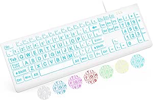 Amazon.com: SABLUTE Large Print Backlit Keyboard, Wired USB Lighted ...