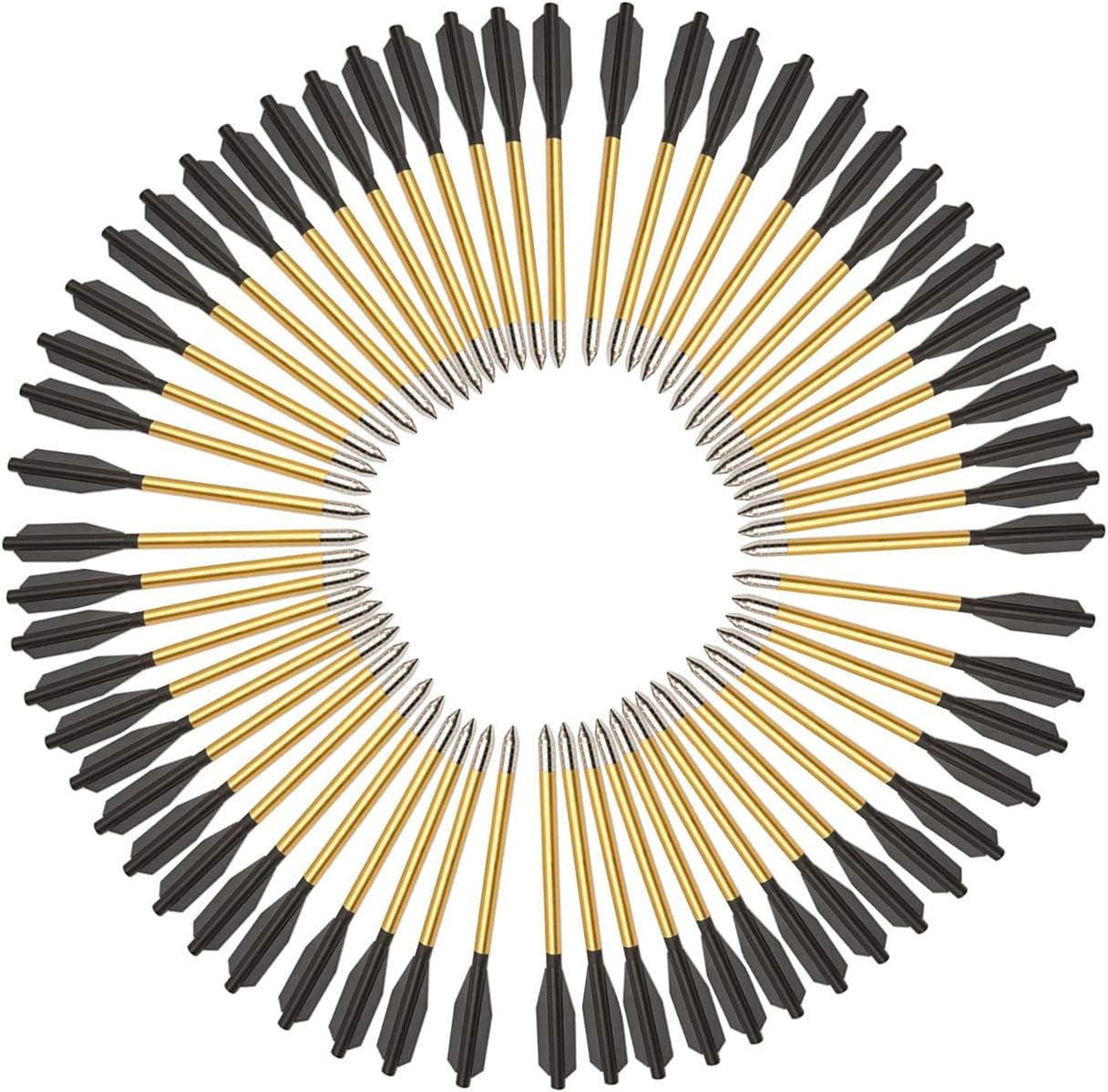 KingsArchery Crossbow Arrows Aluminum (60 Pack) 6 inch Bolts in Black ...