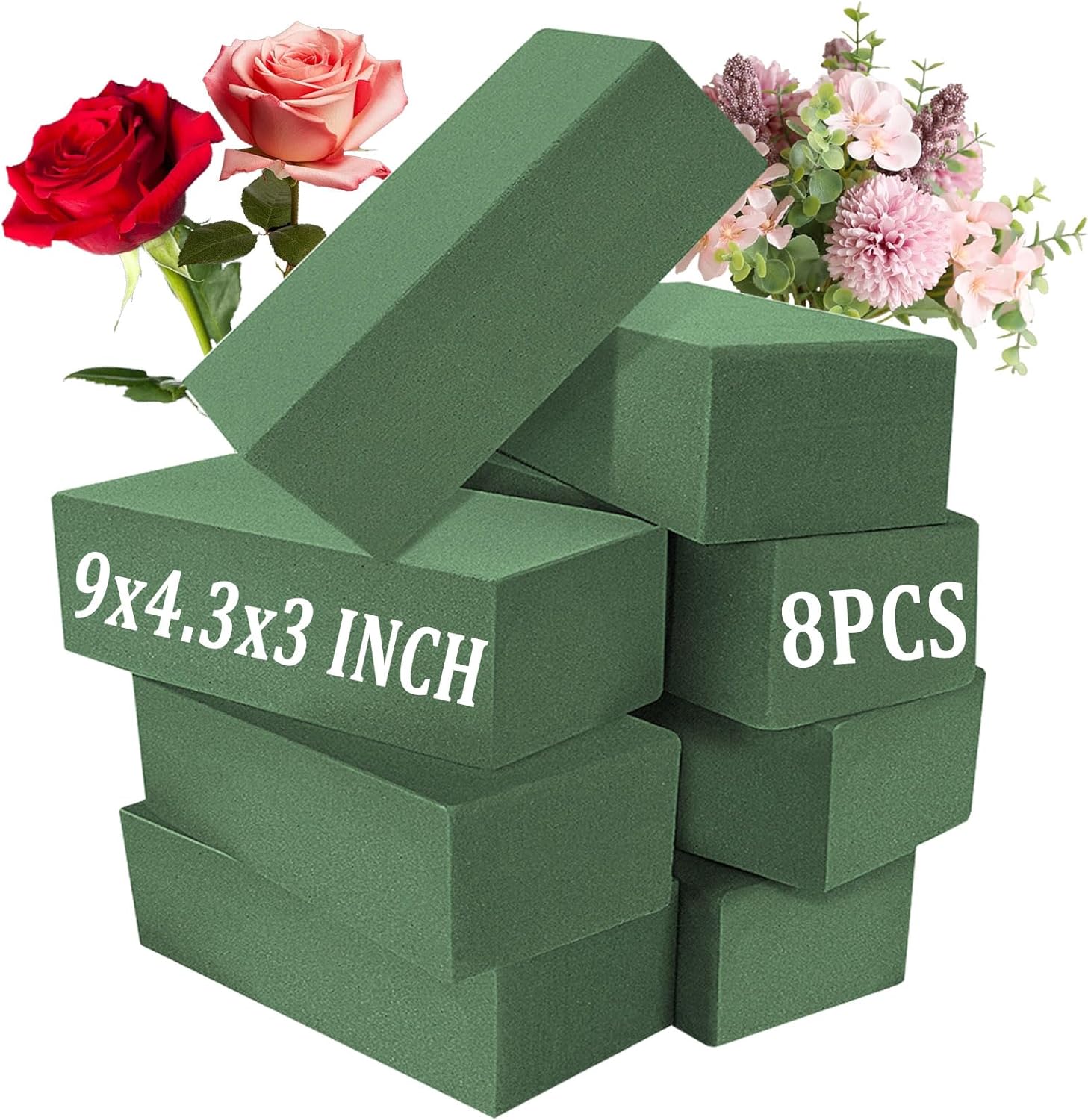 Amazon.com: Acrux7 8 Pack Floral Foam Blocks 9x4.3x3 Inch Florist Foam ...