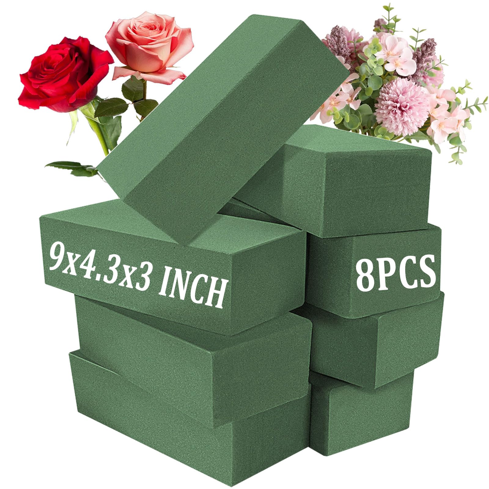 Amazon.com: Acrux7 8 Pack Floral Foam Blocks 9x4.3x3 Inch Florist Foam ...