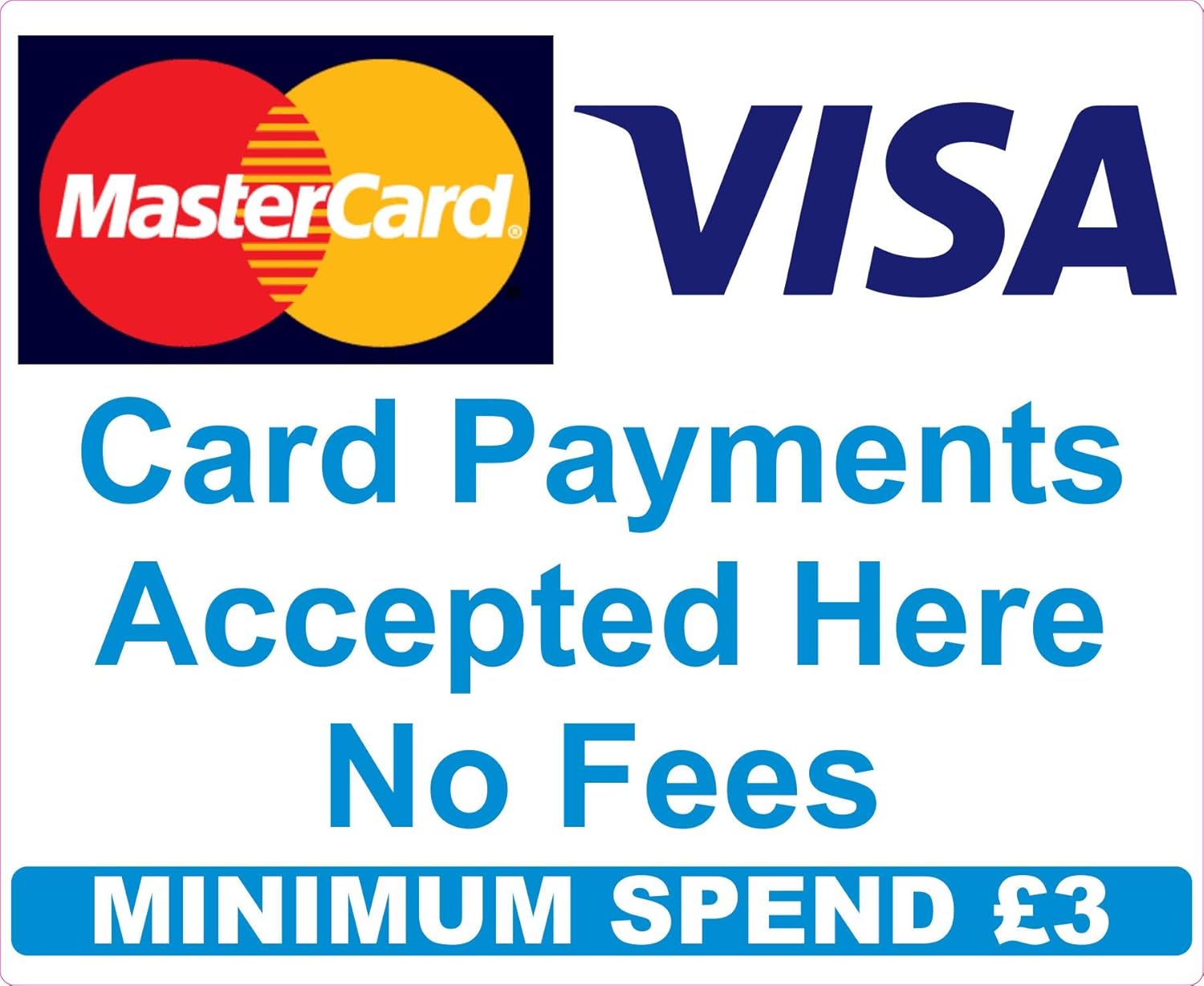 Minimum spend £3 Credit Card Mastercard Visa Payment Stickers x3 Shop ...