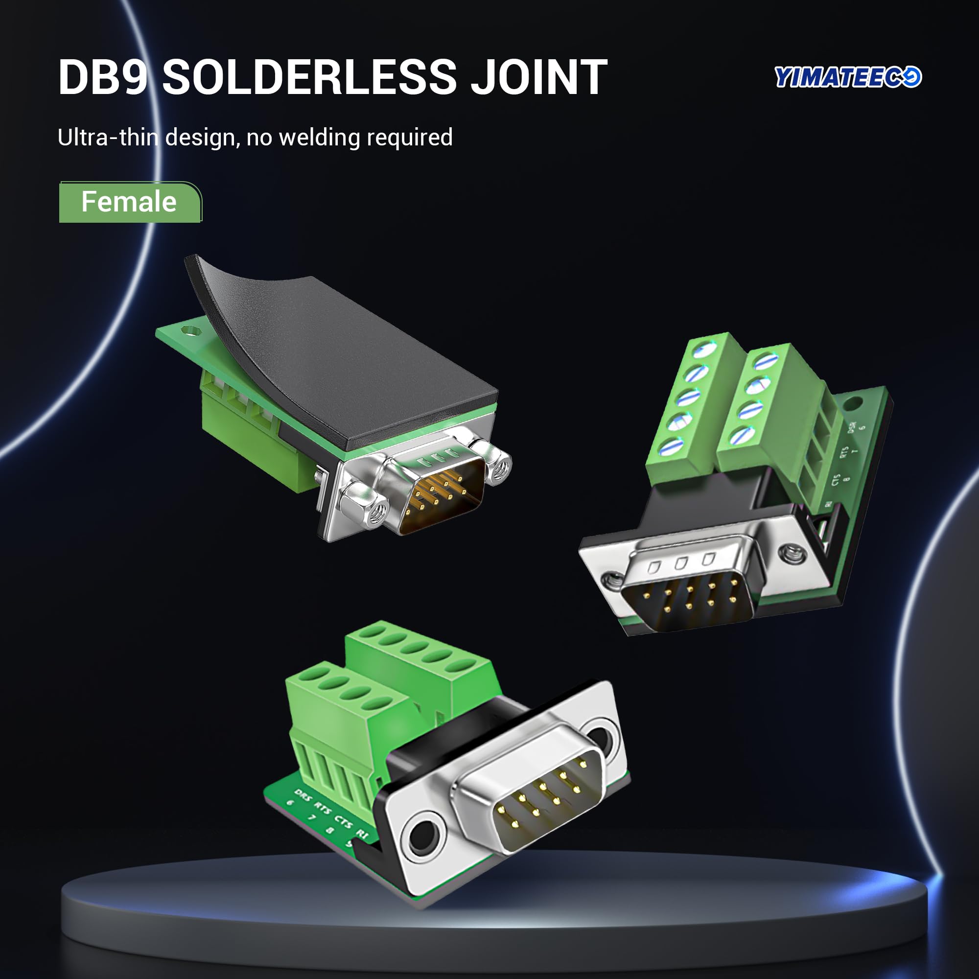 YIMATEECO DB9 Breakout Board, DB9 Male to Screw Terminal Block RS232 D ...