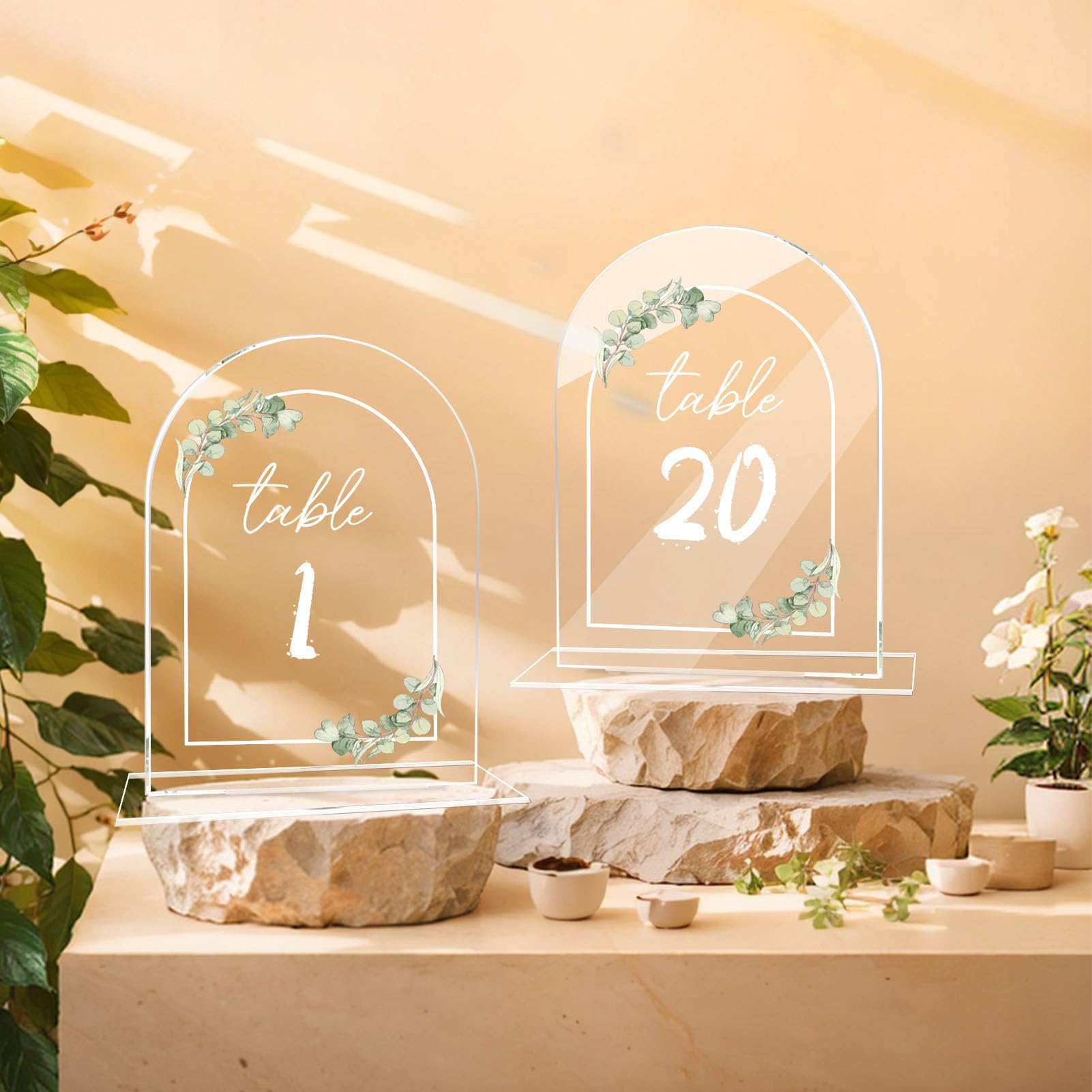 Amazon.com: Clear Arch Wedding Table Numbers with Stands 1-15, With Two ...