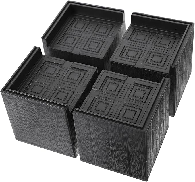 DOITOOL 4 Pcs Bed Risers Furniture Riser Blocks Elevation in 4 Inch Non ...