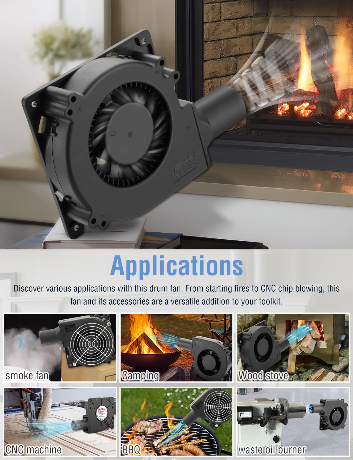 Snapklik.com : Wathai 120mm X 32mm BBQ Small Mini Air USB Blower Fan