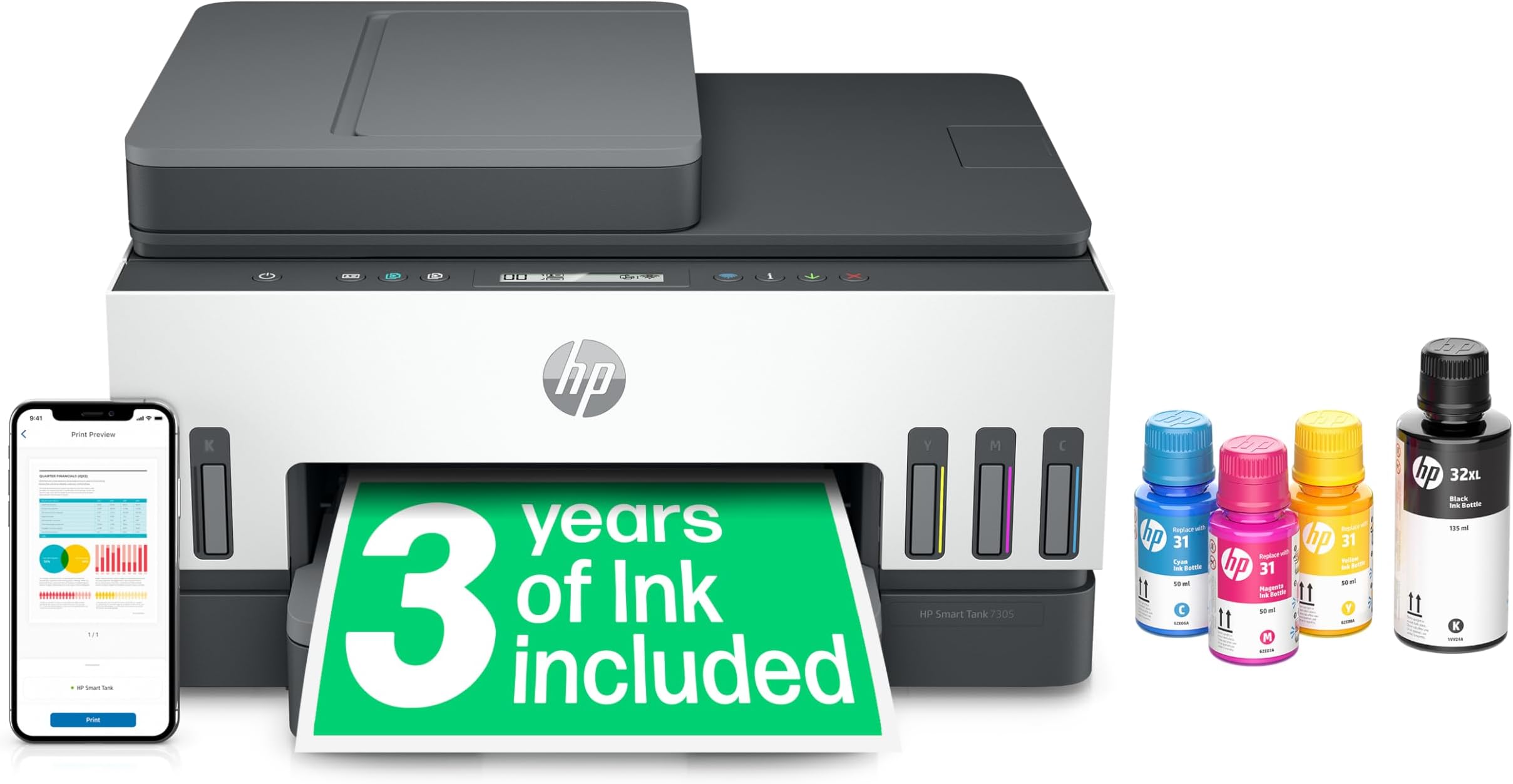 HP Smart Tank 7305 All in One Printer, Perfect for Home, Colour ...