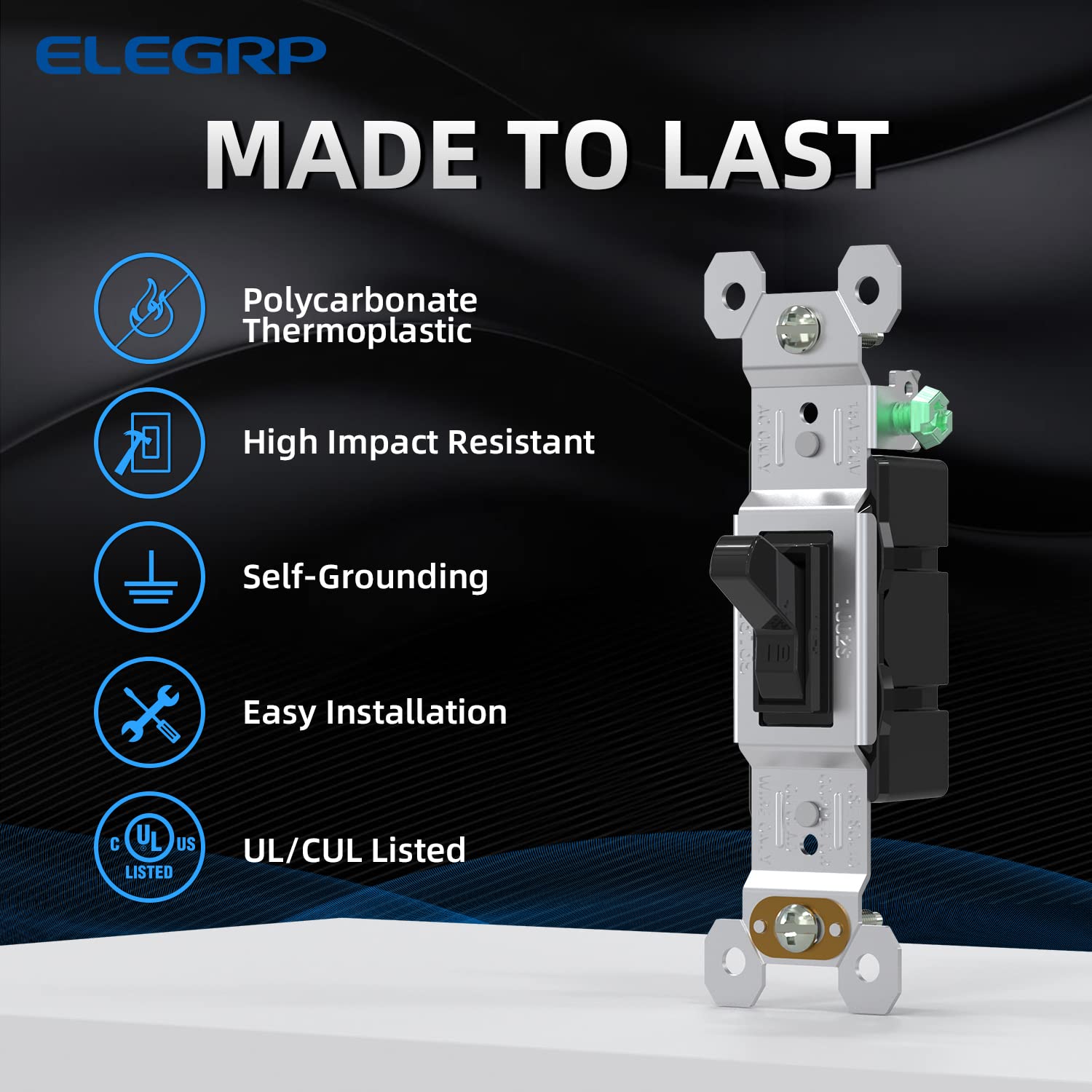 Snapklik.com : ELEGRP Single Pole Toggle Light Switch, 15 Amp, 120 Volt ...