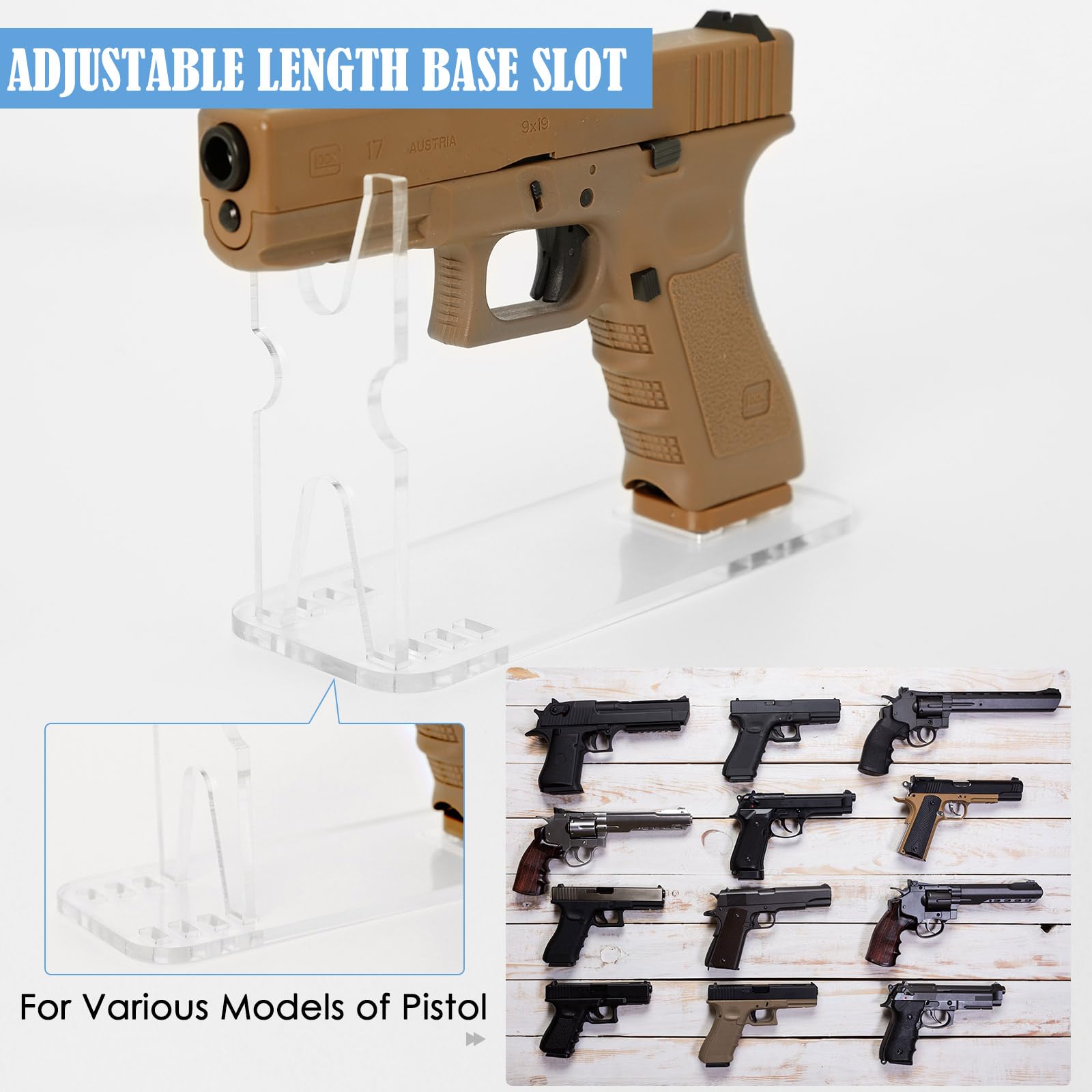 Snapklik.com : 1Pc Acrylic Display Pistol Rack-Adjustable Pistol Stand ...