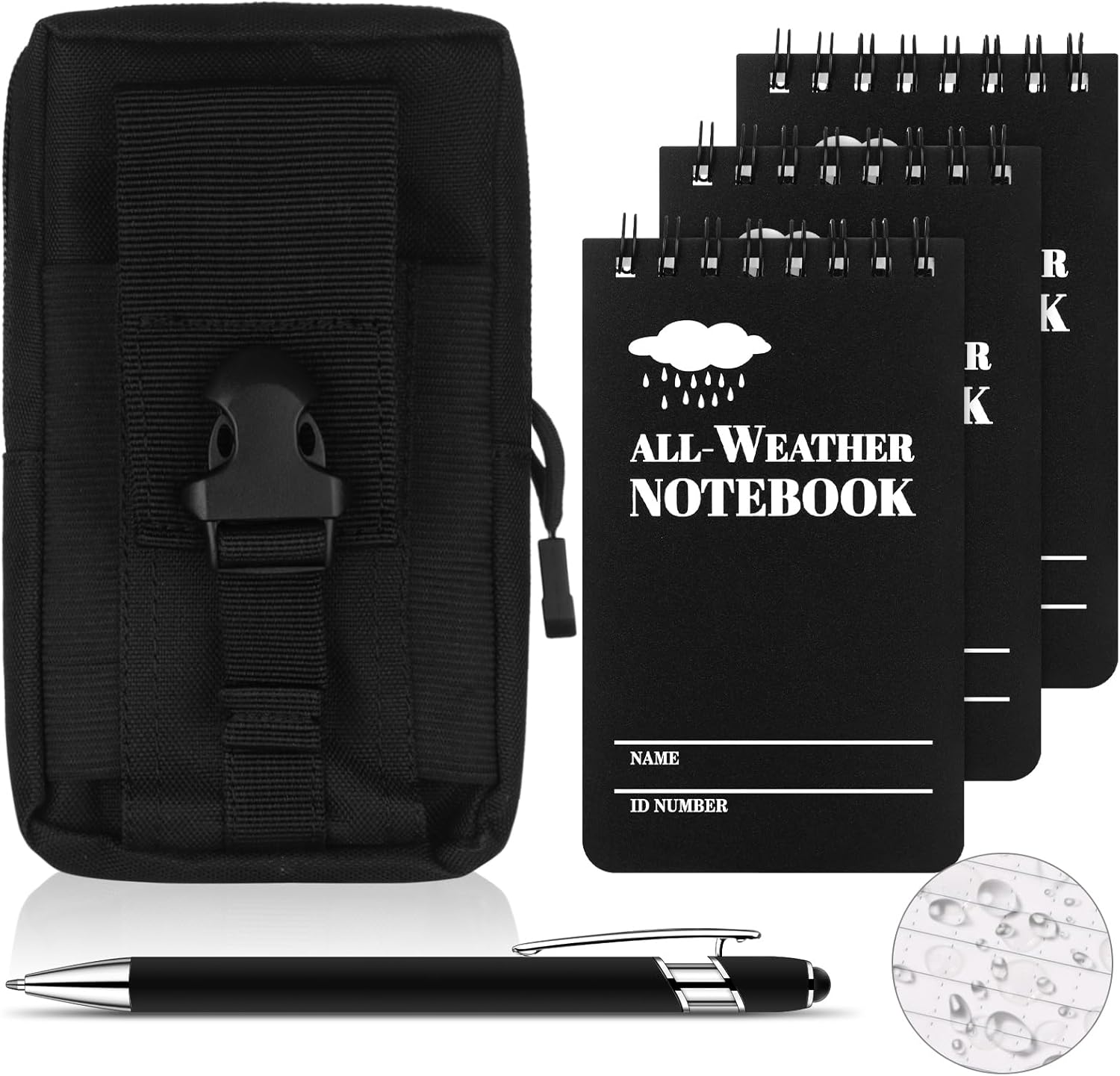 HAOWANWW 5 Pcs Waterproof Notepad Pen Set Waterproof Notebook Mini ...